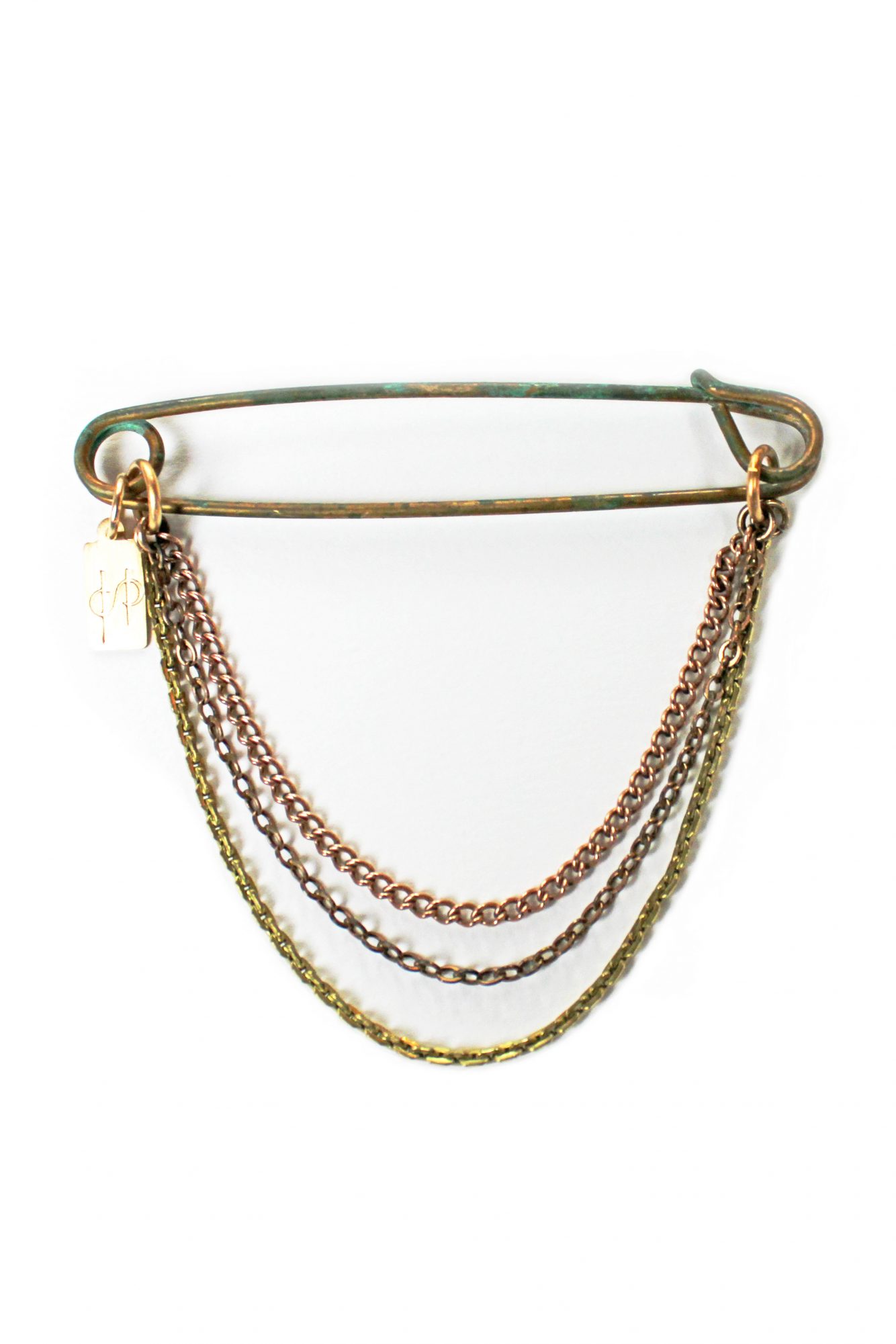 Antique Brass Safety Pin & Chains | HERO CULT COUTURE