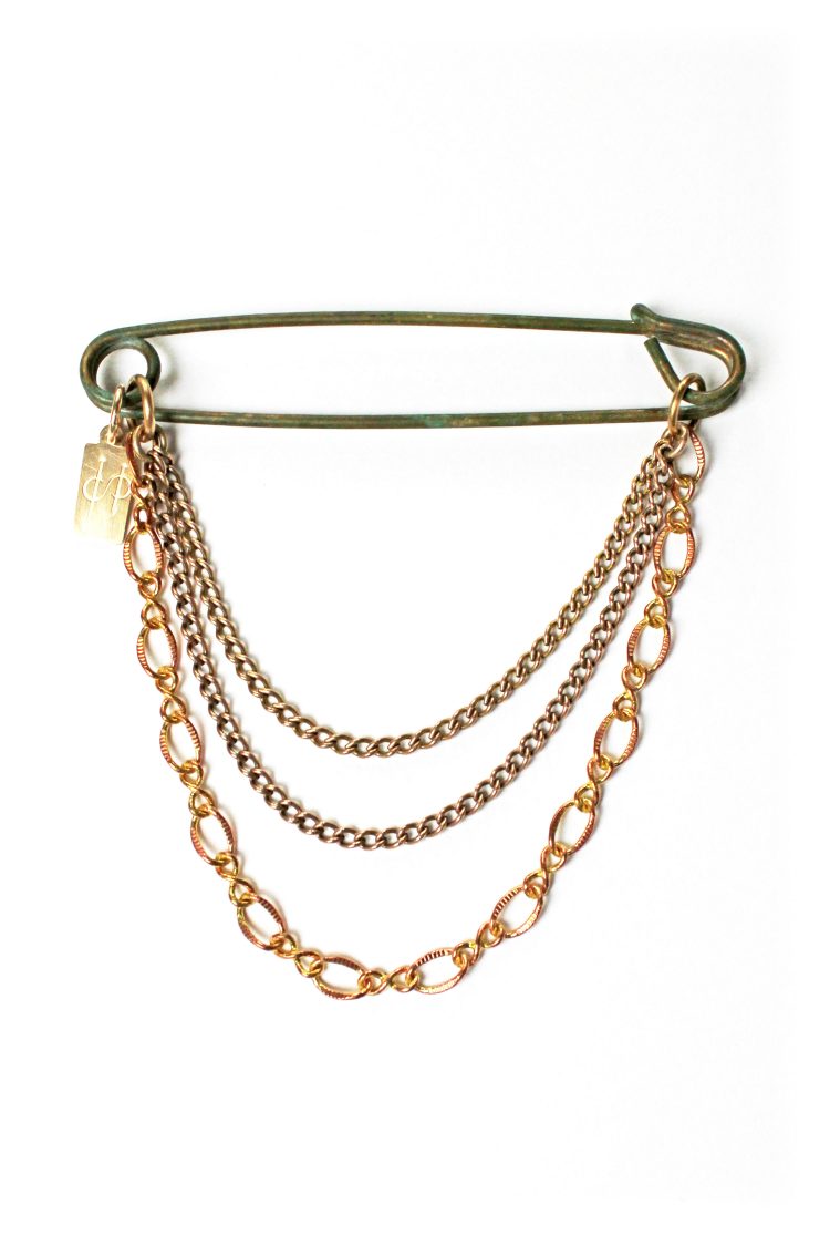 Antique Brass Safety Pin & Chains II | HERO CULT COUTURE