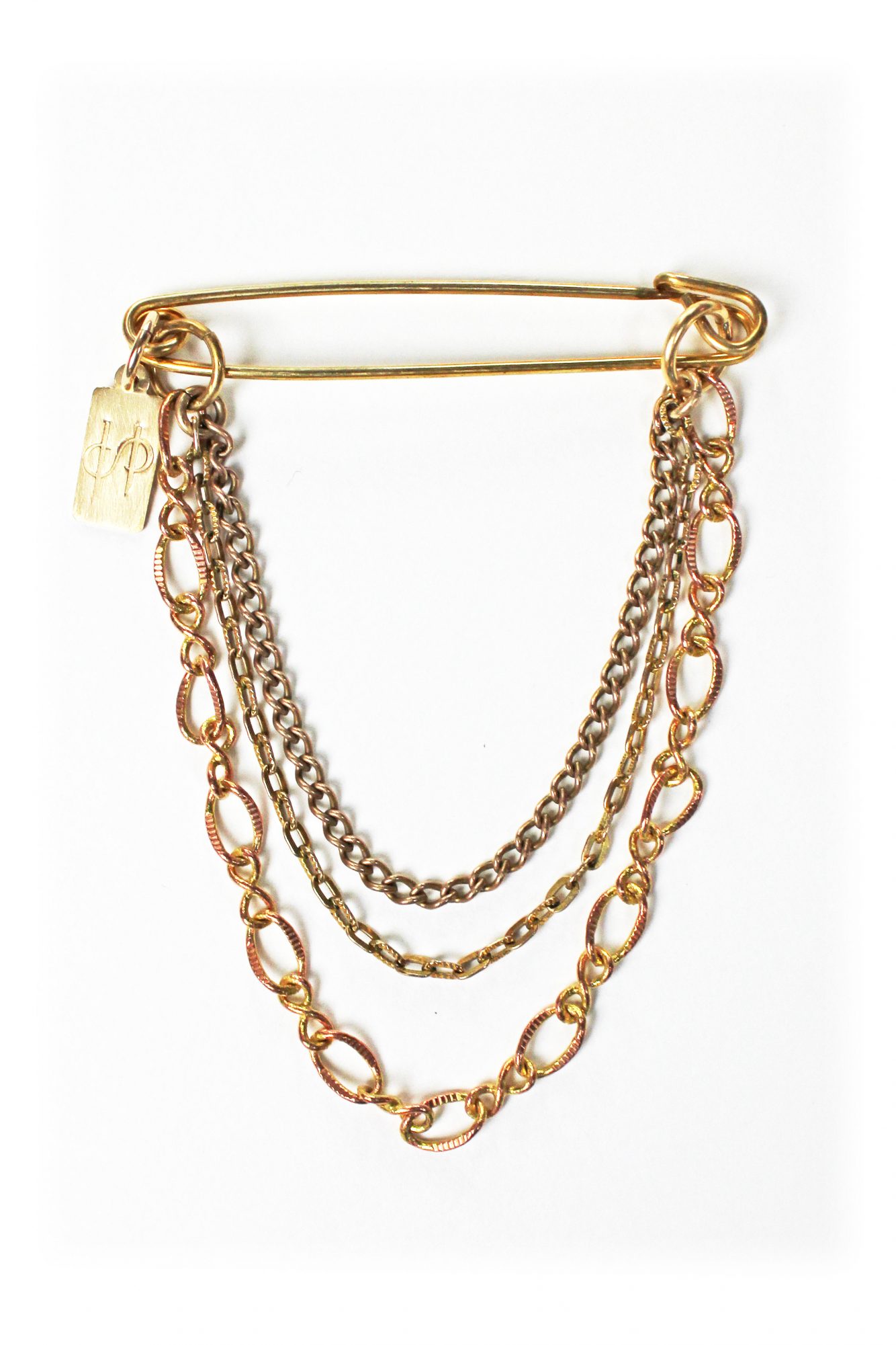 Vintage Brass Safety Pin & Chains | HERO CULT COUTURE