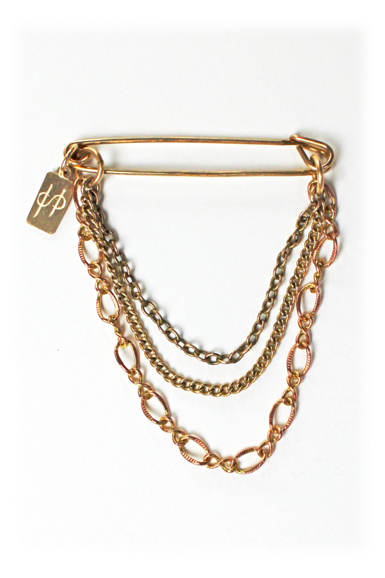 Vintage Brass Safety Pin & Chains II | HERO CULT COUTURE